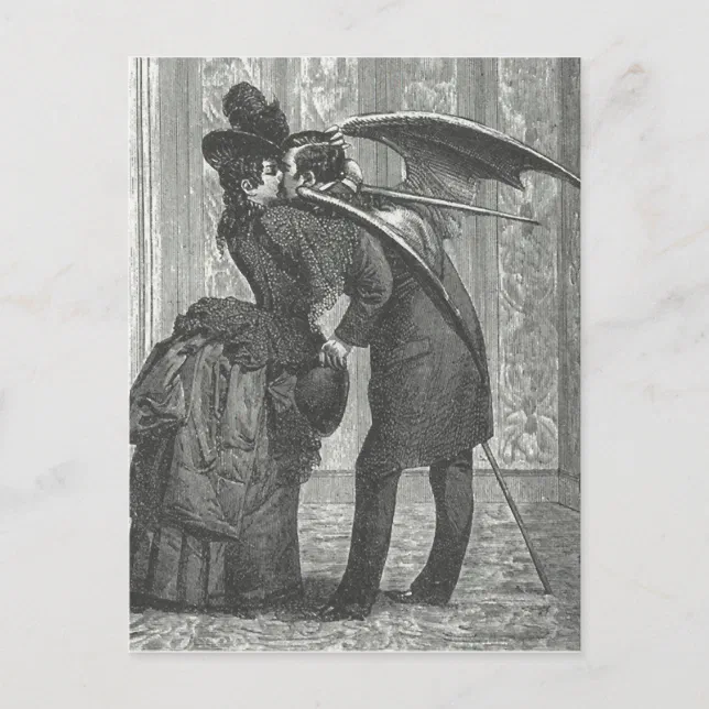 A Kiss Victorian/Gothic Winged Vampire Postcard | Zazzle