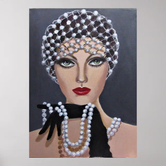 A Lady Adorned In Pearls Poster | Zazzle