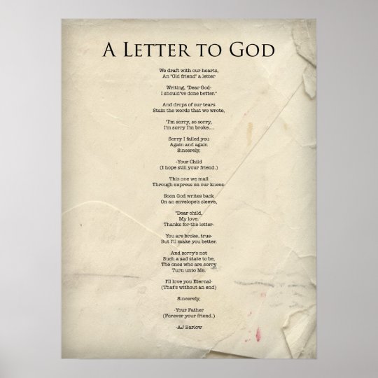 "A Letter to God" Religious Poem Poster-Large Poster | Zazzle.com