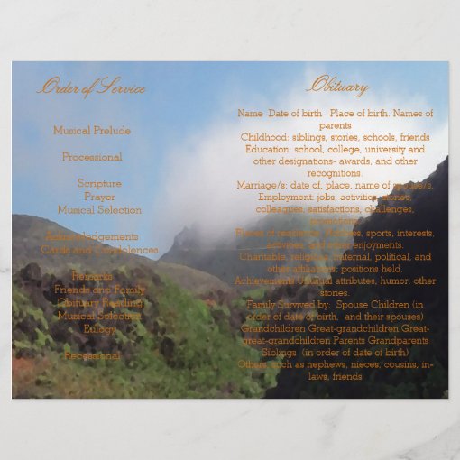 A Life Remembered Funeral Program-single fold | Zazzle