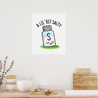 A Lil Bit Salty Funny Salt Shaker Pun Poster | Zazzle