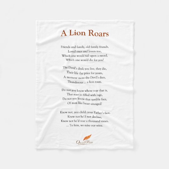 A Lion Roars Poem on Blanket | Zazzle.com