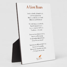 A Lion Roars Poem Plaque | Zazzle