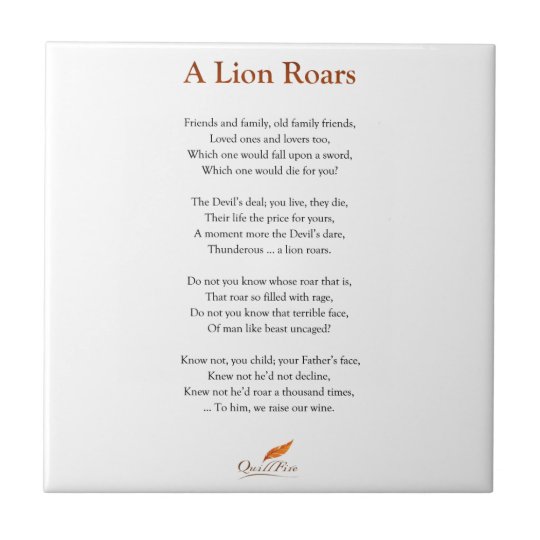 A Lion Roars Poem Tile | Zazzle