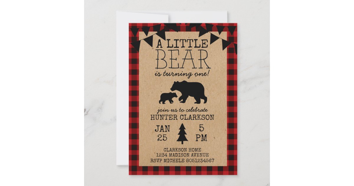 A Little Bear Birthday Invitation | Zazzle