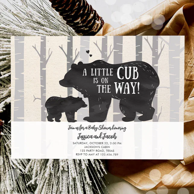 A Little Bear Cub is on the Way Baby Shower Invitation | Zazzle