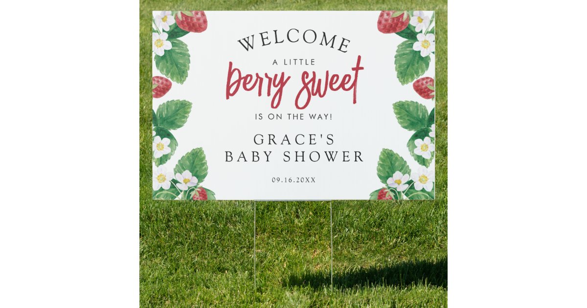 A Little Berry Sweet Baby Shower Welcome Sign | Zazzle