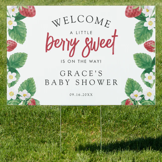 A Little Berry Sweet Baby Shower Welcome Sign | Zazzle