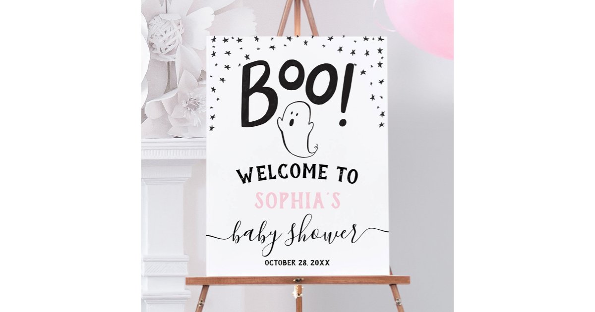 A Little Boo Baby Shower Welcome Sign | Zazzle