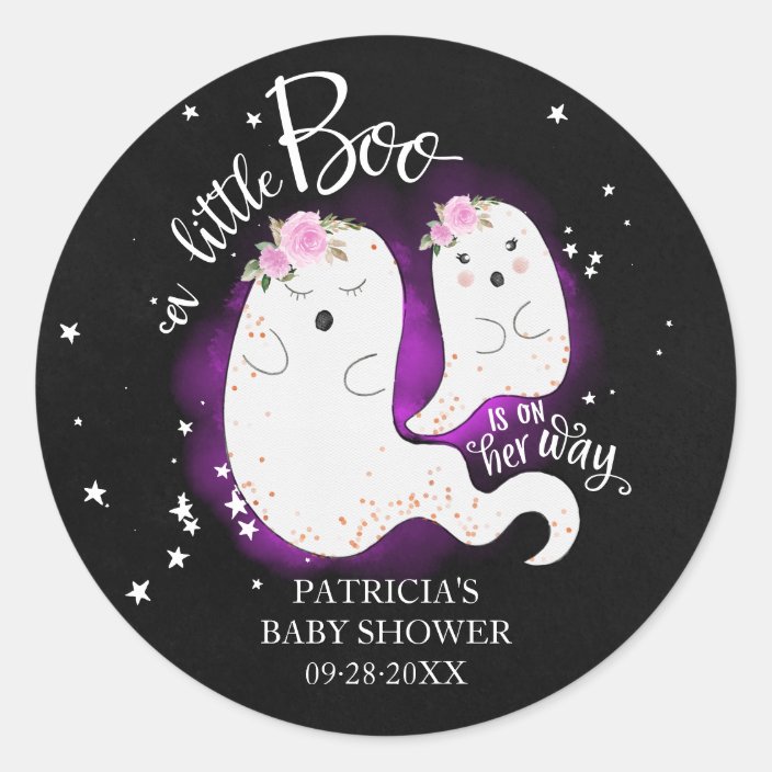 A Little Boo Cute Halloween Girl Baby Shower Class Classic Round ...