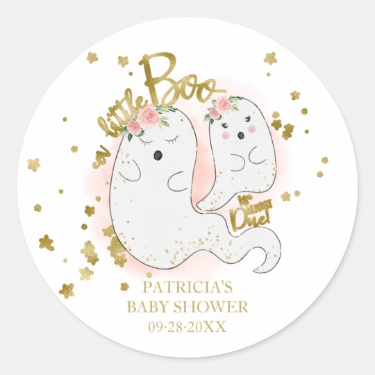 A Little Boo Cute Halloween Girl Baby Shower Class Classic Round ...