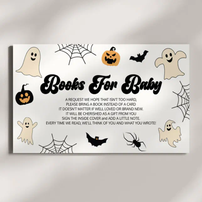 A Little Boo Halloween Baby Shower Books For Baby Enclosure Card | Zazzle