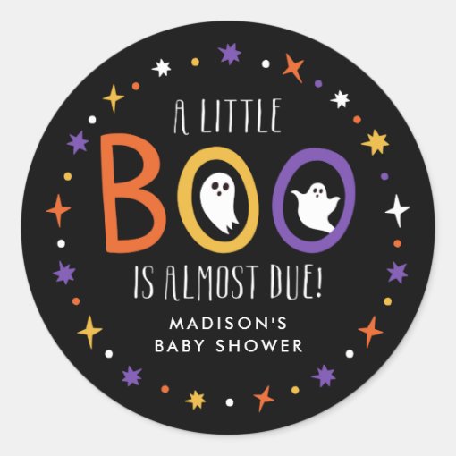 A Little Boo is Almost Due Baby Shower Classic Round Sticker | Zazzle