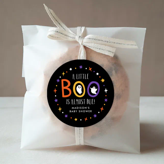 A Little Boo is Almost Due Baby Shower Classic Round Sticker | Zazzle
