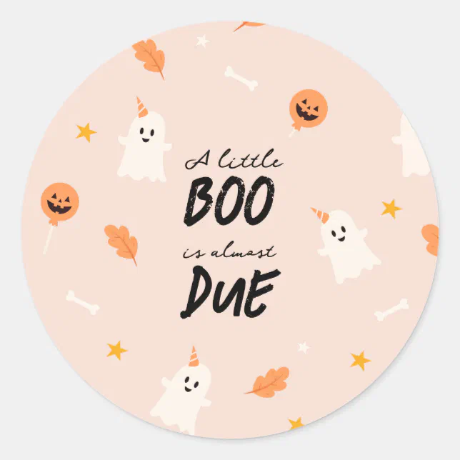 A little boo is almost due baby shower classic round sticker | Zazzle