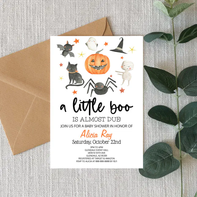 A Little Boo Is Almost Due! Baby Shower Halloween Invitation | Zazzle