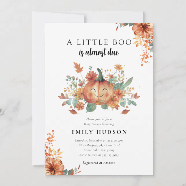 A Little Boo is Almost Due Baby Shower Invitation | Zazzle