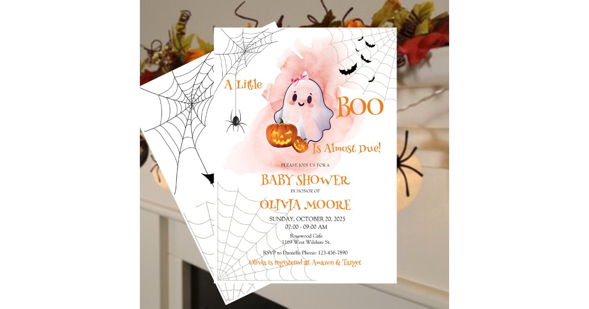 A Little Boo Is Almost Due Baby Shower Invitation | Zazzle