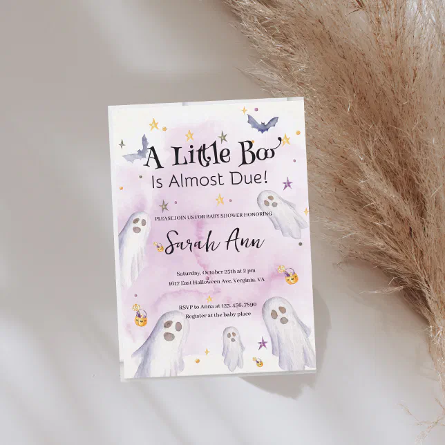 A Little Boo Is Almost Due Baby Shower Invitation | Zazzle