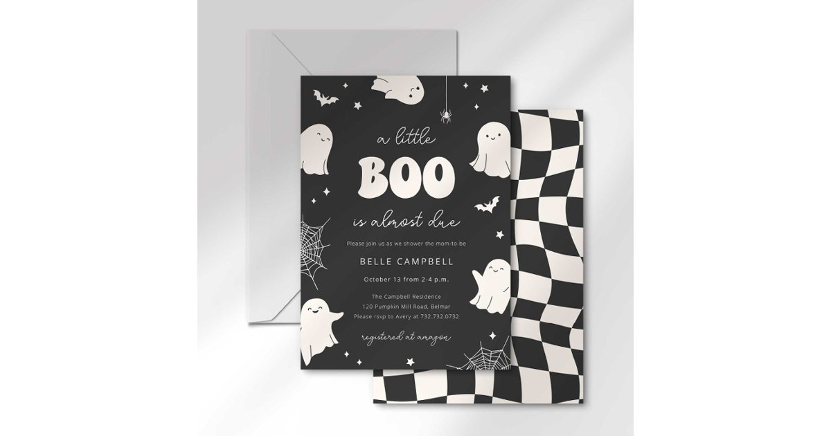 A Little Boo is Almost Due Baby Shower Invitation | Zazzle