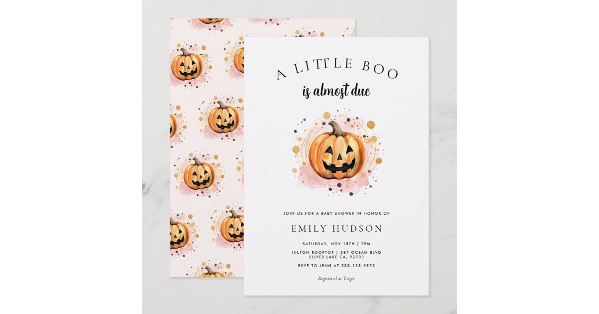 A Little Boo is Almost Due Baby Shower Invitation | Zazzle