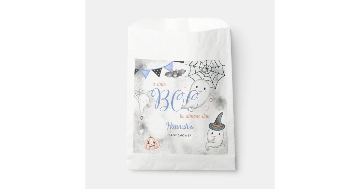 A Little Boo is Almost Due Boy Baby Shower Favor Bag | Zazzle