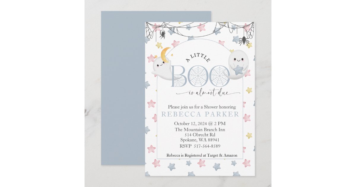 A Little Boo is almost due Boy Baby Shower Invitation | Zazzle