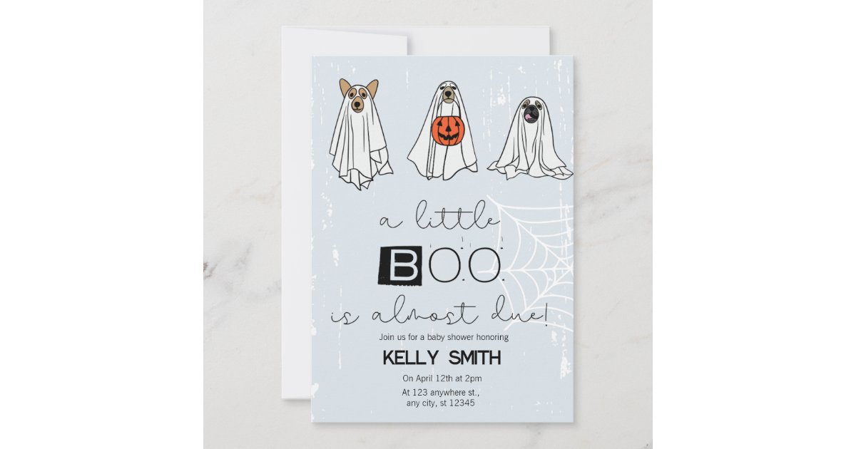 A Little Boo is Almost Due Boy Baby Shower Invite | Zazzle