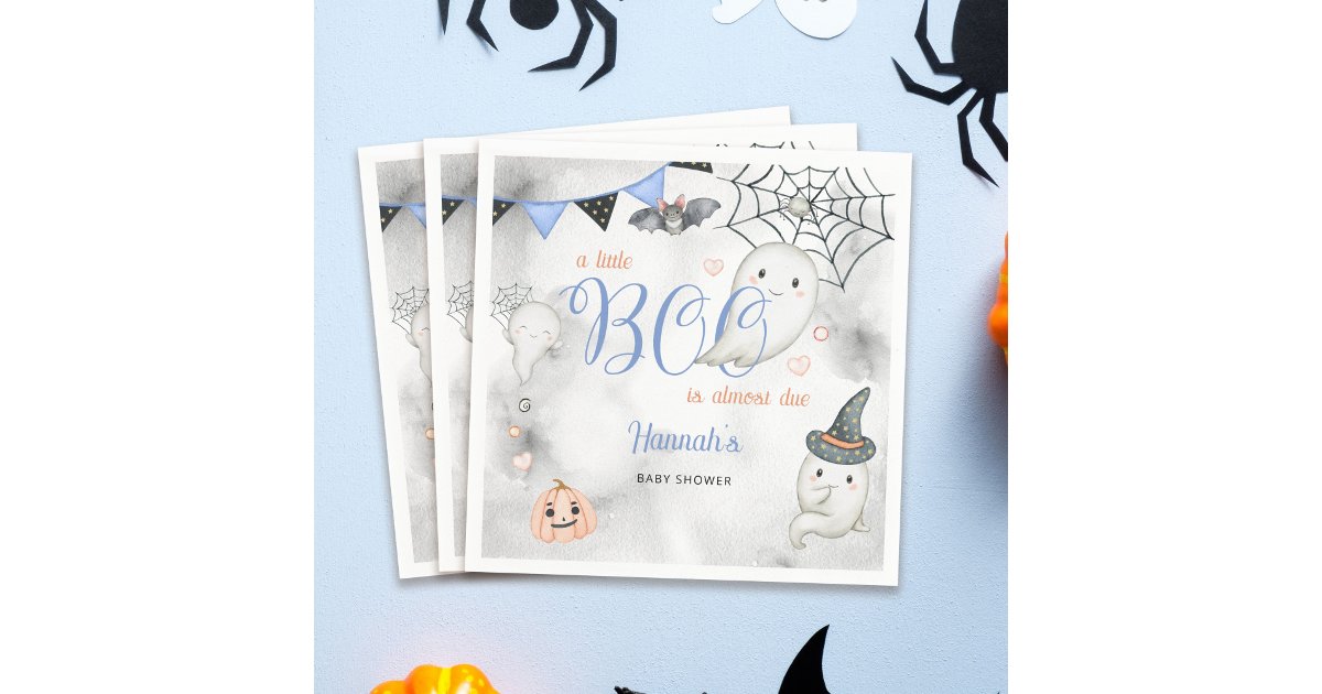 A Little Boo is Almost Due Boy Baby Shower Napkins | Zazzle
