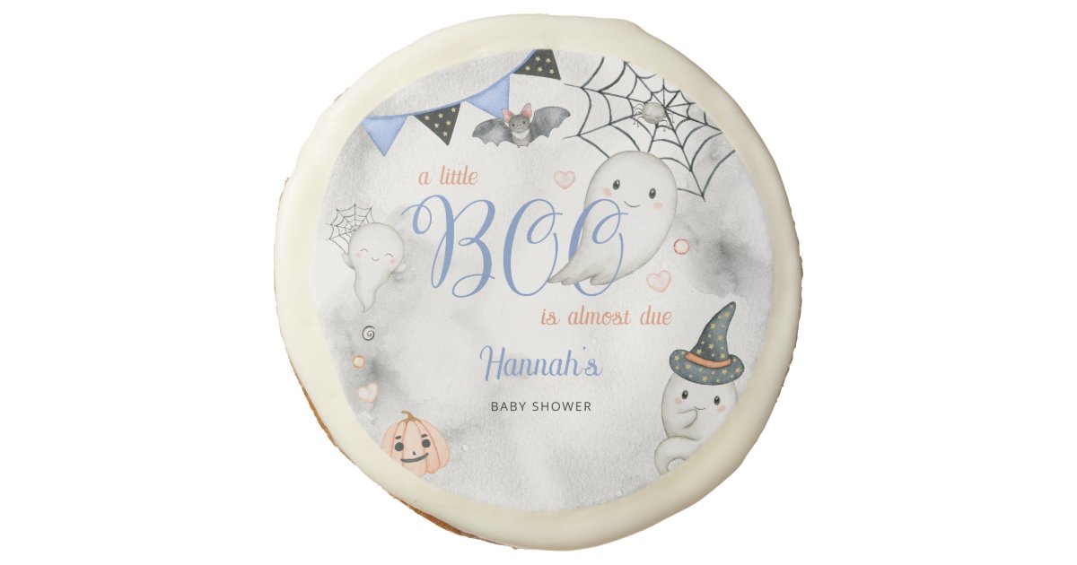 A Little Boo is Almost Due Boy Baby Shower Sugar Cookie | Zazzle