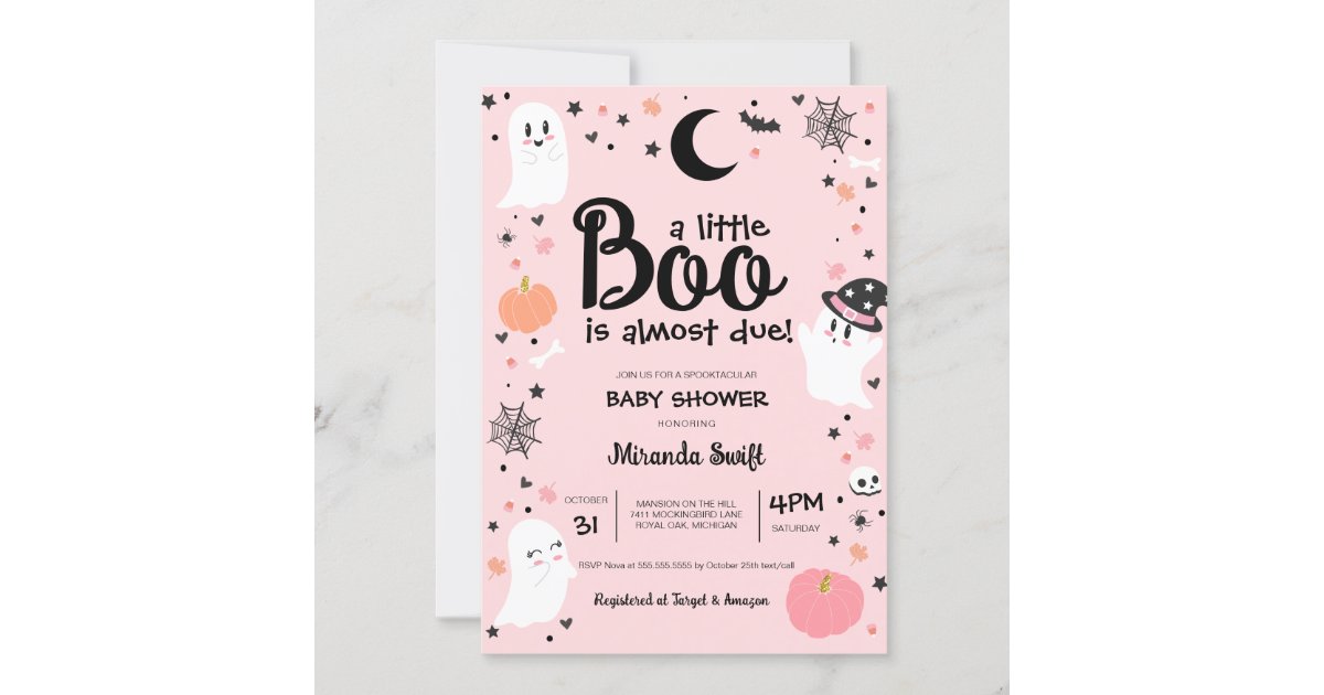 A Little Boo is Almost Due, Cute Ghost Baby Shower Invitation | Zazzle