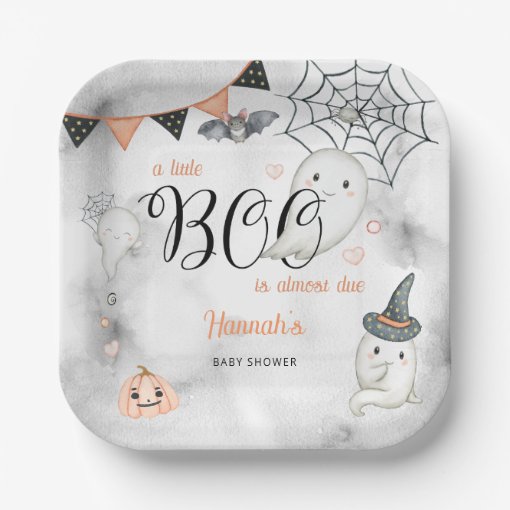 A Little Boo is Almost Due Fall Baby Shower Paper Plates | Zazzle