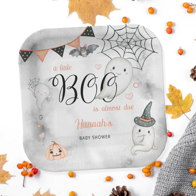 A Little Boo is Almost Due Fall Baby Shower Paper Plates | Zazzle