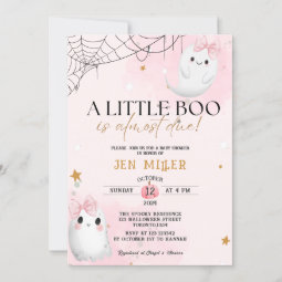 A little boo is almost due girl baby shower invitation | Zazzle