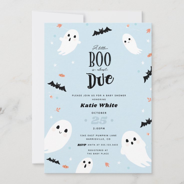 A Little Boo is Almost Due Halloween Baby Shower I Invitation | Zazzle