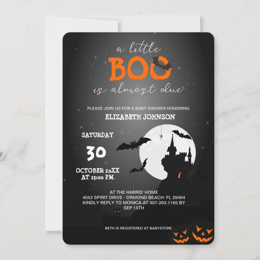 A little Boo is Almost Due Halloween Baby Shower Invitation | Zazzle