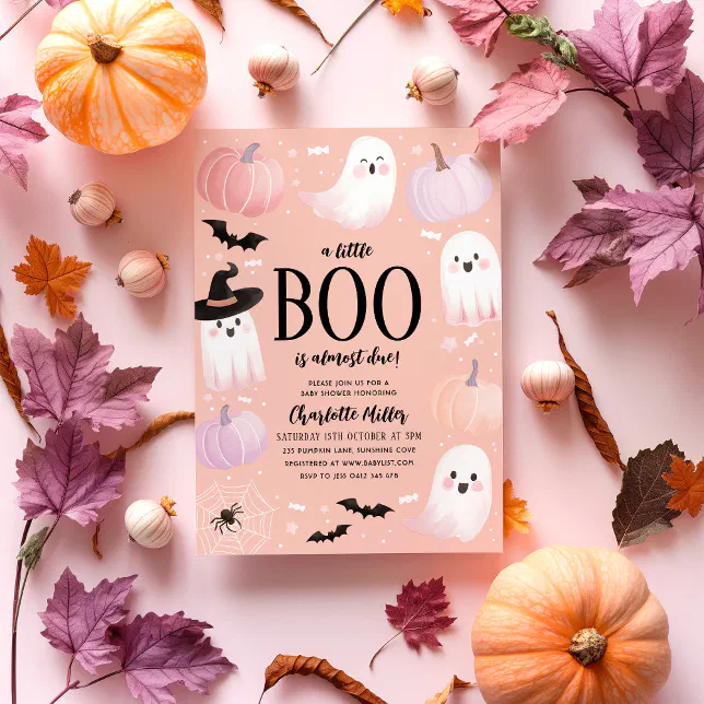 A Little Boo is Almost Due Halloween Baby Shower Invitation | Zazzle
