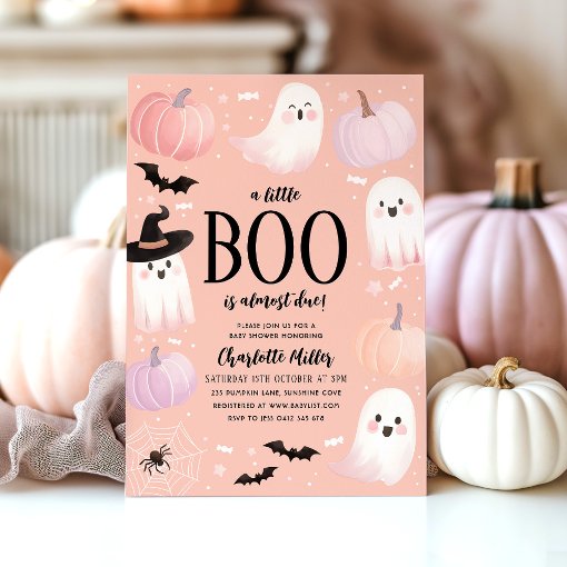 A Little Boo is Almost Due Halloween Baby Shower Invitation | Zazzle