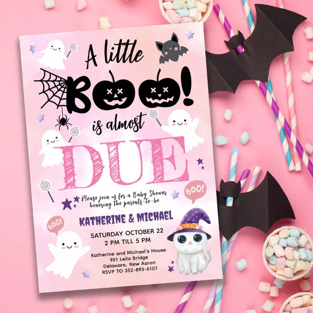 A Little Boo is almost DUE | Halloween Baby Shower Invitation | Zazzle