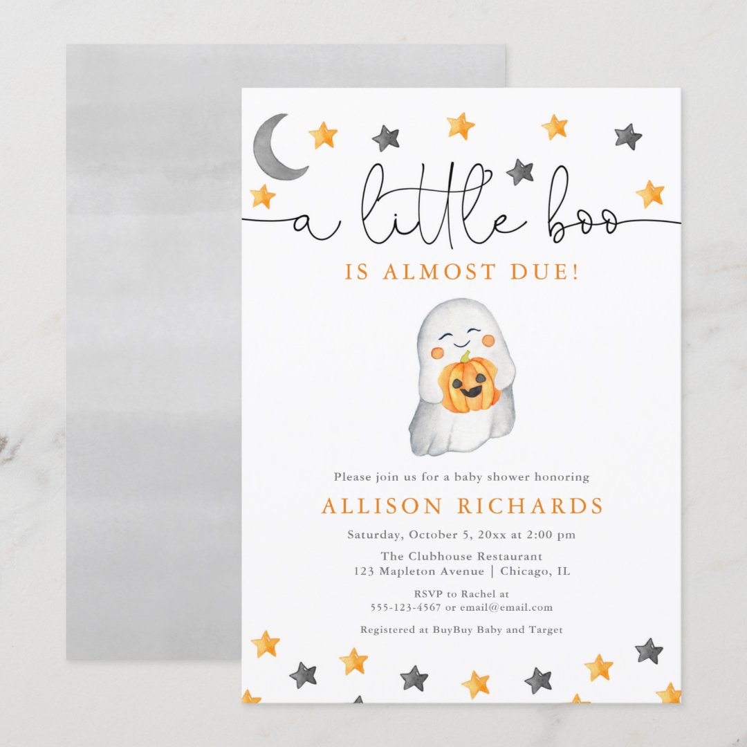 A little boo is almost due Halloween baby shower Invitation | Zazzle