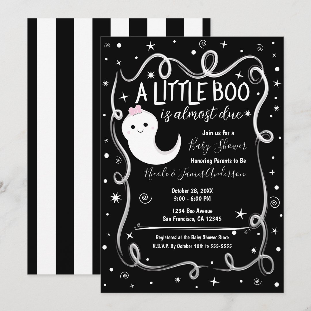 A Little Boo is Almost Due Halloween Baby Shower Invitation | Zazzle