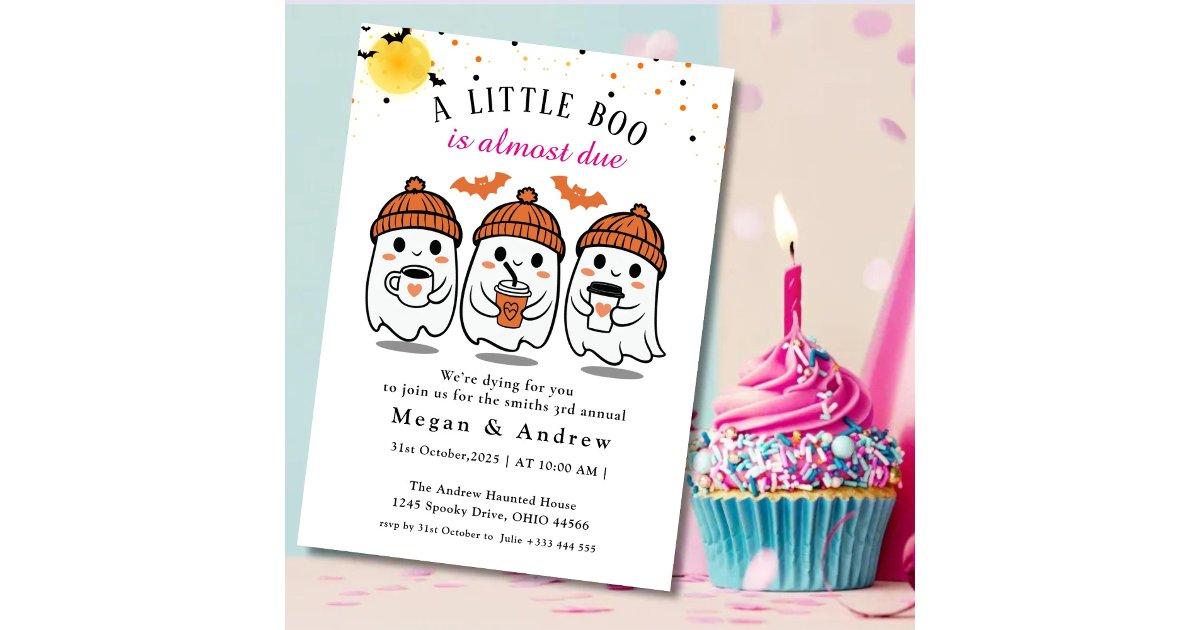 A Little Boo is Almost Due Halloween Invitation | Zazzle