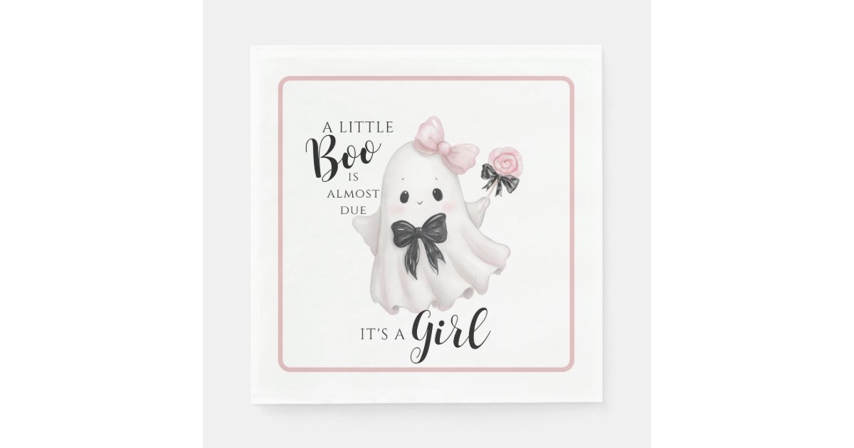 A Little Boo Is Almost Due – Halloween It's a Girl Napkins | Zazzle