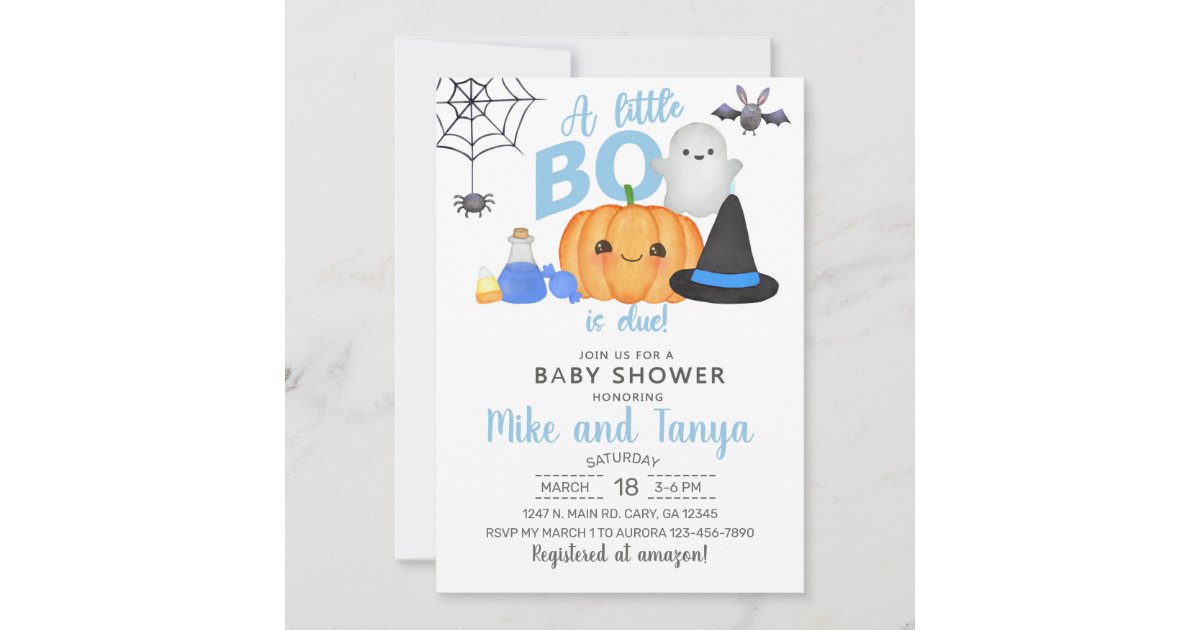 A little boo is due Halloween baby shower invite. Invitation | Zazzle