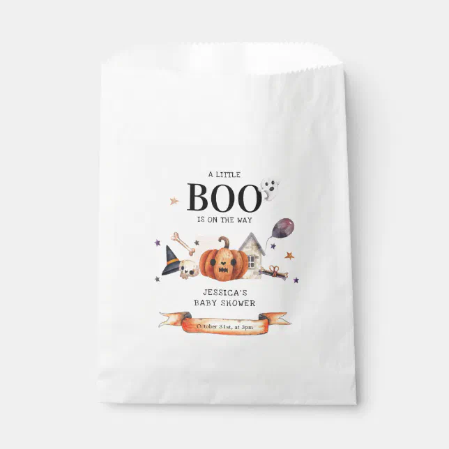 A Little Boo on the Way Halloween Baby Shower Favor Bag | Zazzle