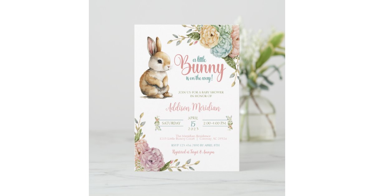 A Little Bunny Easter Baby Shower Invitation | Zazzle