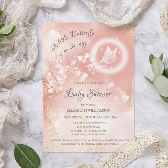 A Little Butterfly Is On Her Way Baby Shower Invitation | Zazzle