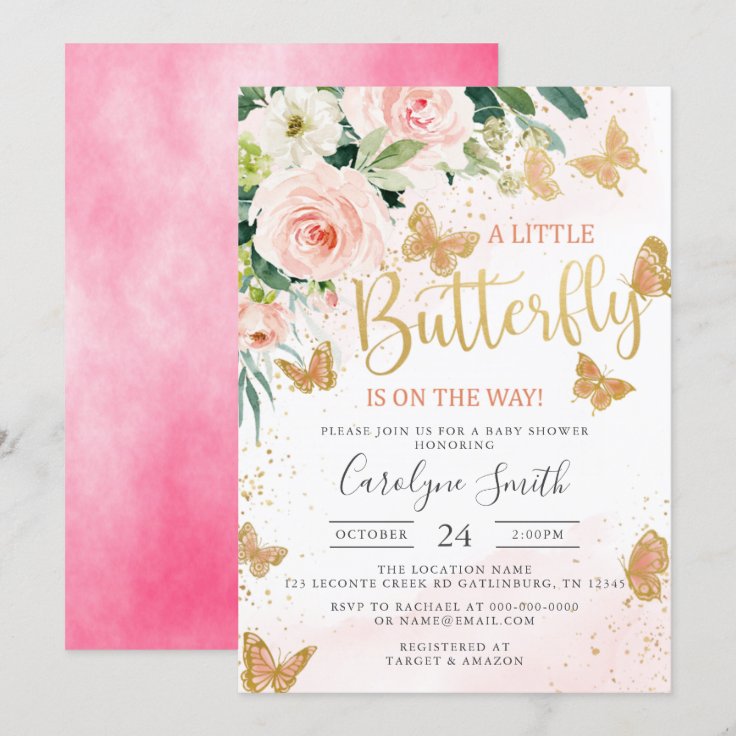 A Little Butterfly Is On The Way Baby Shower Invitation | Zazzle