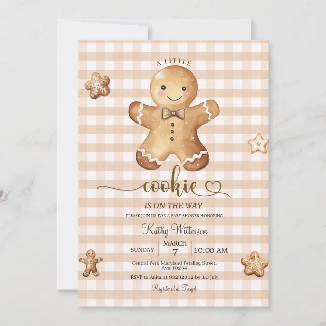 A Little Cookie Winter Gingerbread Baby Shower Invitation | Zazzle