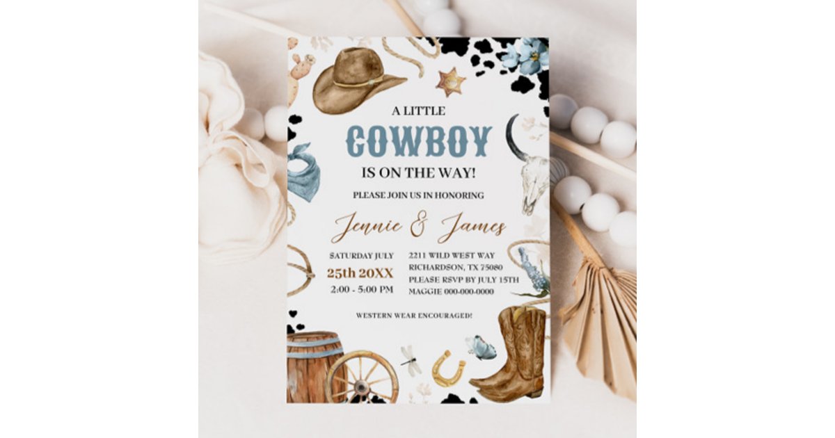 A Little Cowboy Baby Shower Invitation | Zazzle